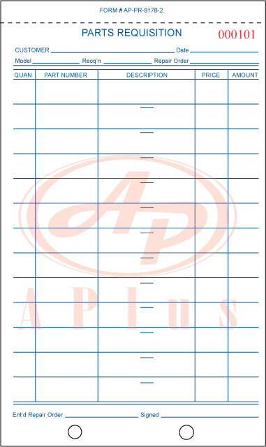 Parts Requistion Forms